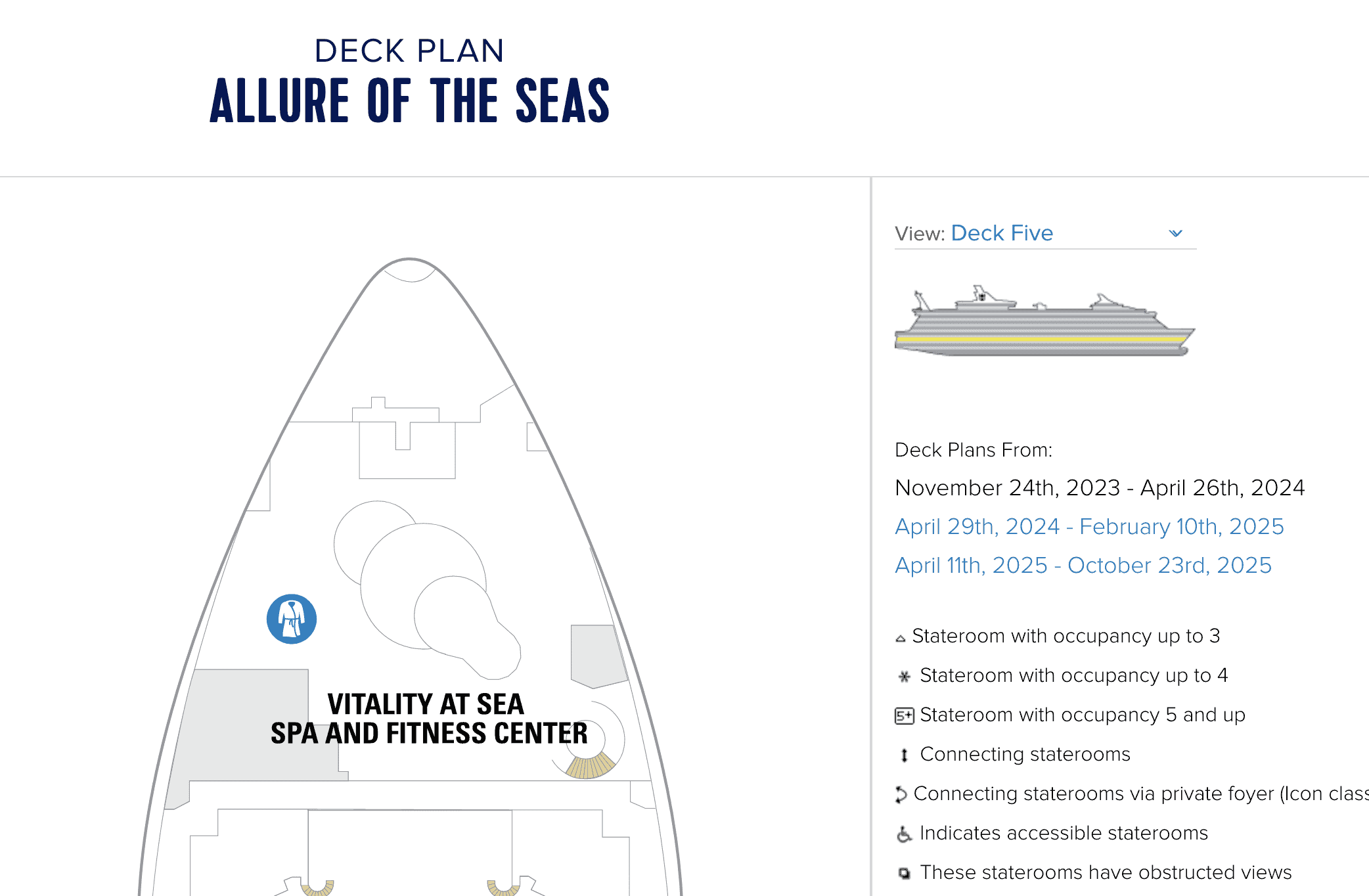 Allure of the Seas – Vitality at Sea Spa and Fitness Center and Running ...