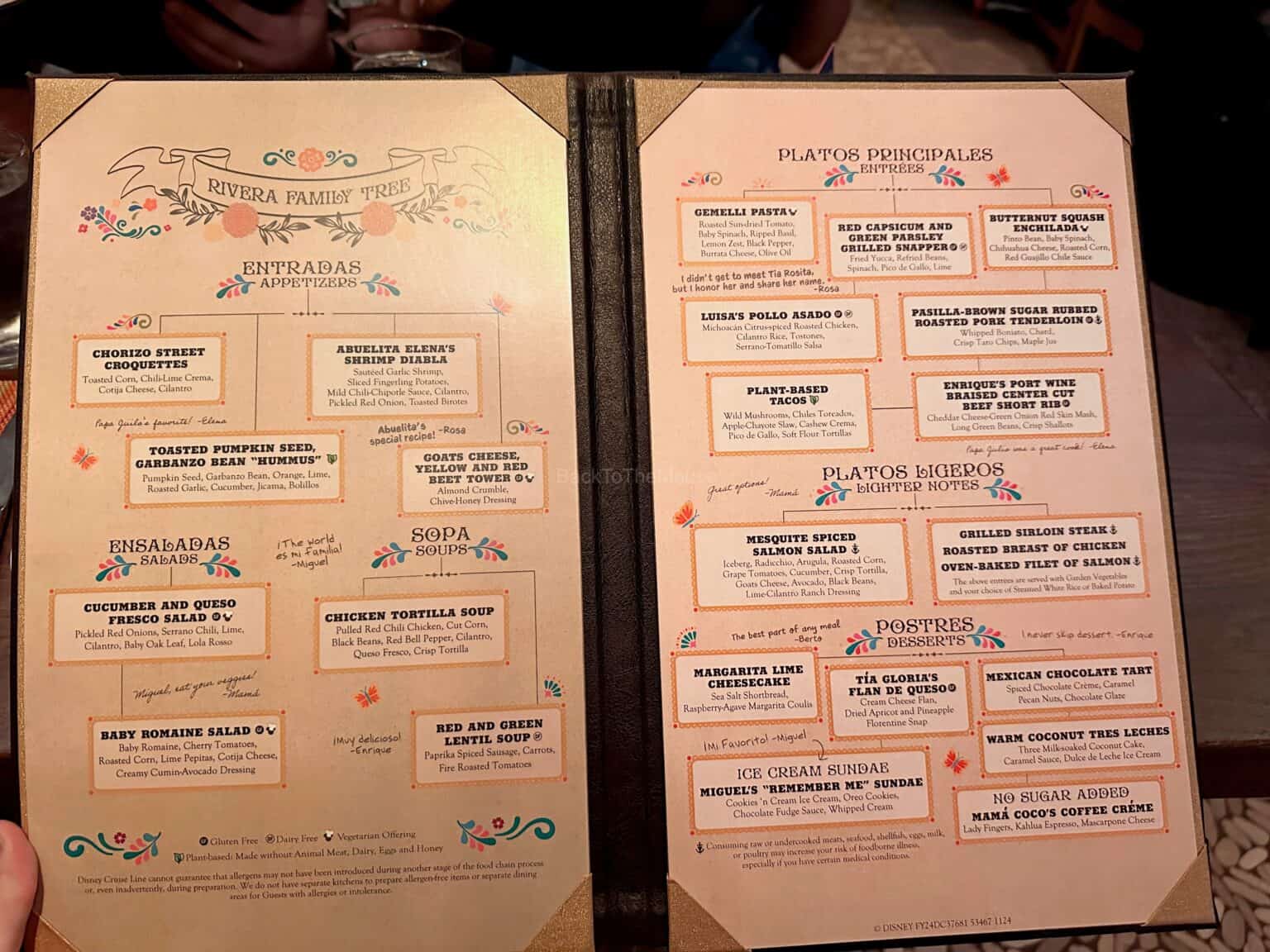 Disney Treasure Plaza de Coco Menu – (Updated 2025) – Back to the Mouse