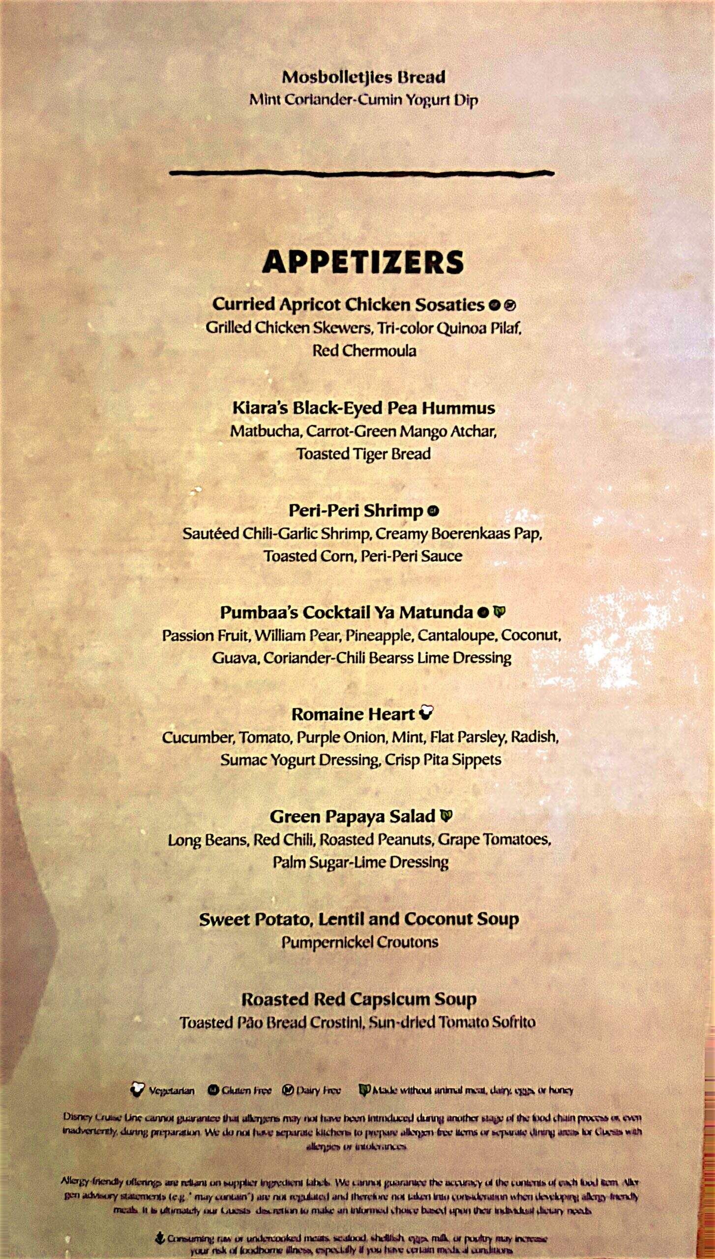 Disney Destiny Pride Lands: Feast of The Lion King Menu – Includes ...